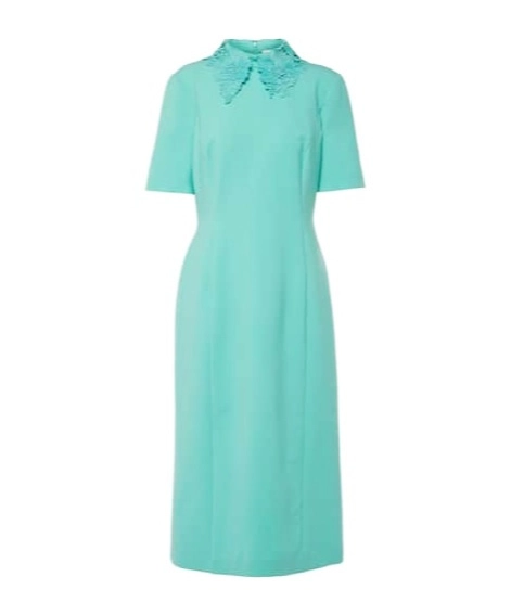 Oscar De La Renta Lace-trimmed Wool-blend Midi Dress - Green