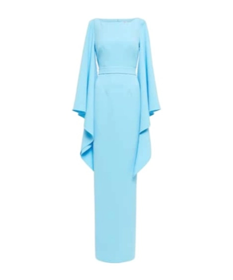 SAFIYAA LONDON Boat N Flared Belted Maxi Dress - Blue