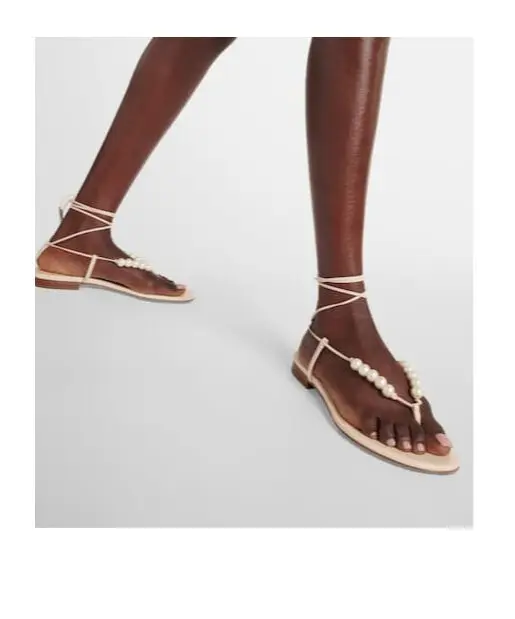 Magda Butrym Embellished Leather Sandals With Faux Pearls