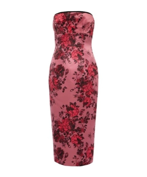 EMILIA WICKSTEAD Adalina Floral Strapless Midi Dress - Red