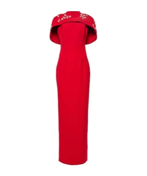 SAFIYAA LONDON Embroidered Cape Crepe Gown