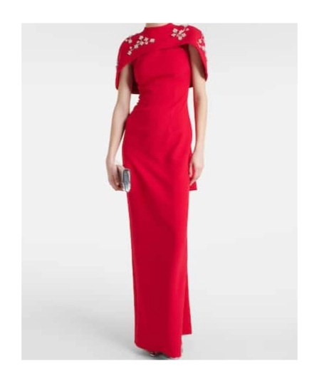 SAFIYAA LONDON Embroidered Cape Crepe Gown