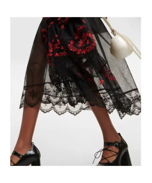 Simone Rocha Floral Embroidered Tulle Midi Dress