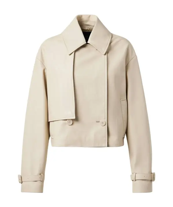 JOSEPH Long-sleeved Cropped Leather Jacket