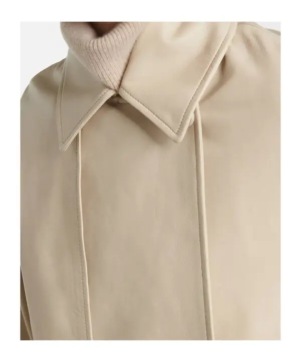 JOSEPH Long-sleeved Cropped Leather Jacket