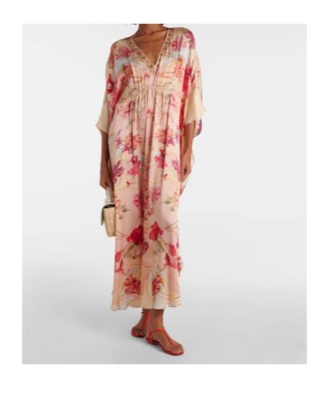 Camilla Embellished Floral Silk Kaftan