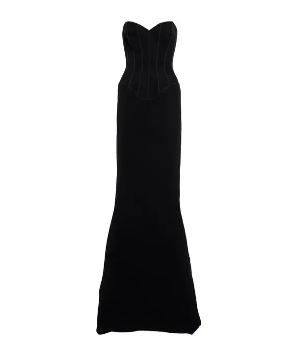 Maticevski Strapless Bustier Crepe Gown - Black