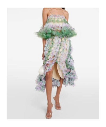 SUSAN FANG Embellished Tulle Crop Top