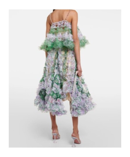 SUSAN FANG Embellished Tulle Crop Top