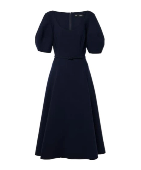Oscar De La Renta Puff-sleeve Wool-blend Midi Dress