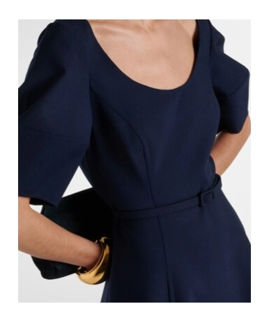 Oscar De La Renta Puff-sleeve Wool-blend Midi Dress