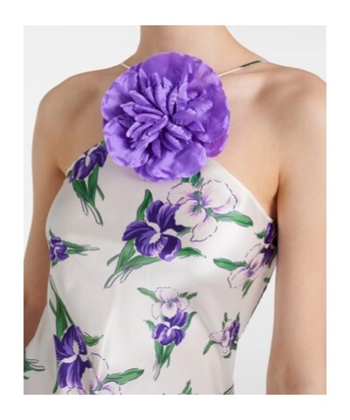 RODARTE Floral Appliqué Silk Gown
