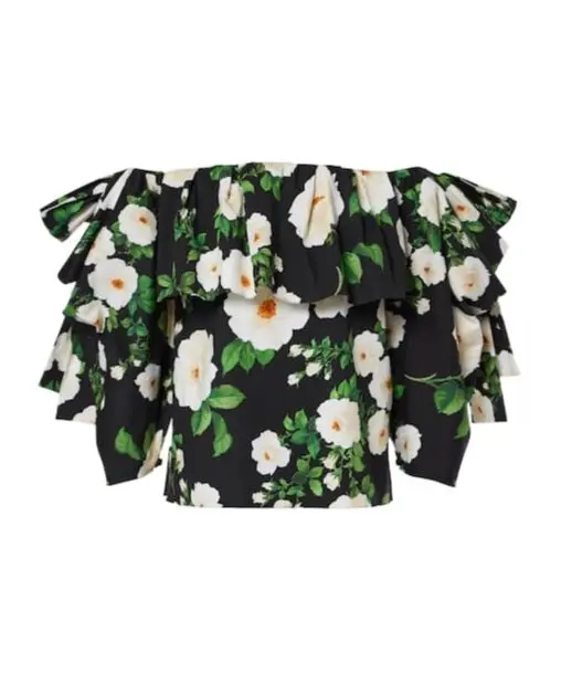 Carolina Herrera Floral Off-shoulder Top - Black