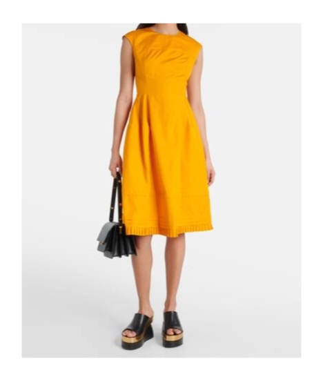 Marni Pleated Cotton Midi Dress