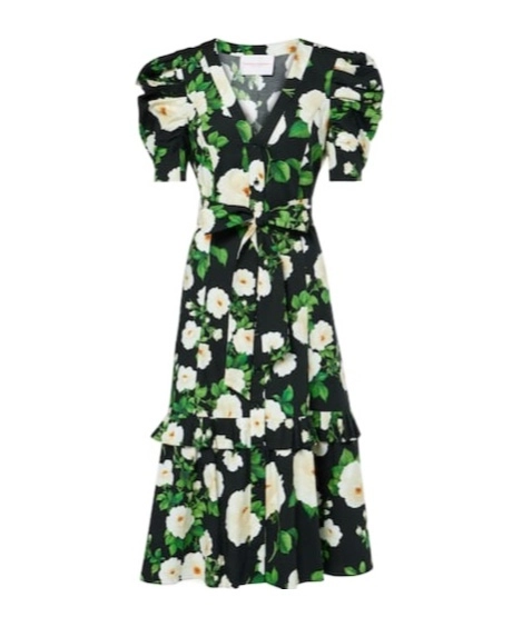 Carolina Herrera Floral Cotton-blend Midi Dress - Black
