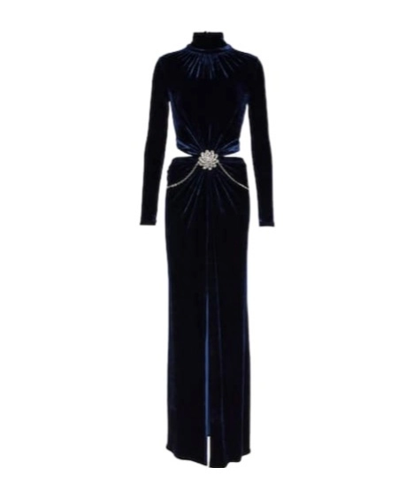 Rabanne Crystal-embellished Velvet Maxi Dress - Black