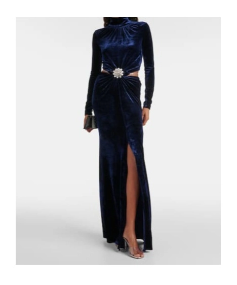 Rabanne Crystal-embellished Velvet Maxi Dress - Black