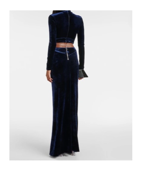 Rabanne Crystal-embellished Velvet Maxi Dress - Black