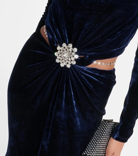 Rabanne Crystal-embellished Velvet Maxi Dress - Black