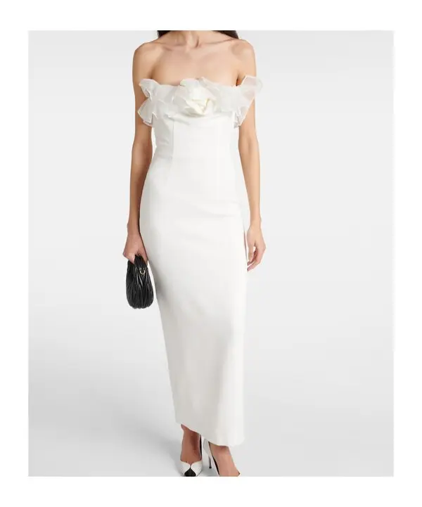 Alessandra Rich Organza Trimmed Crepe Bodice Gown