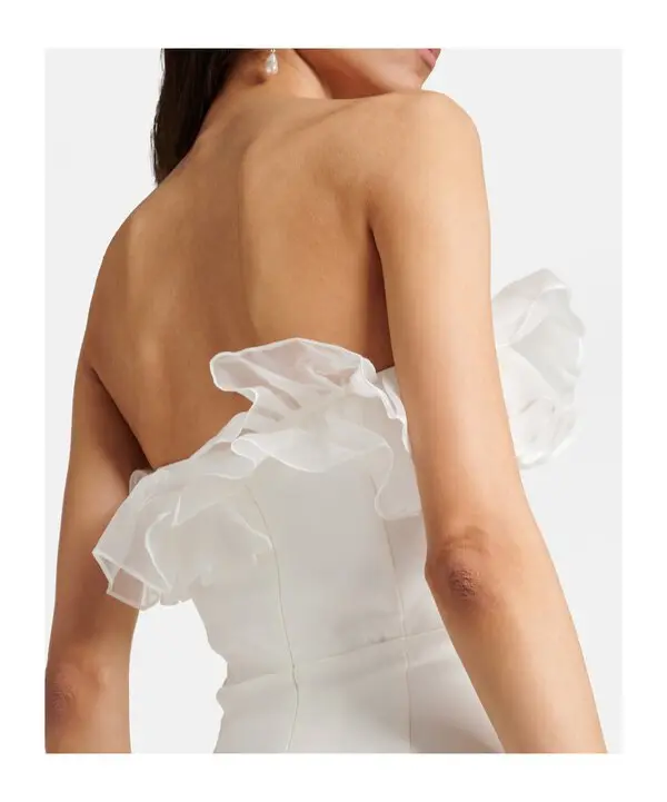 Alessandra Rich Organza Trimmed Crepe Bodice Gown