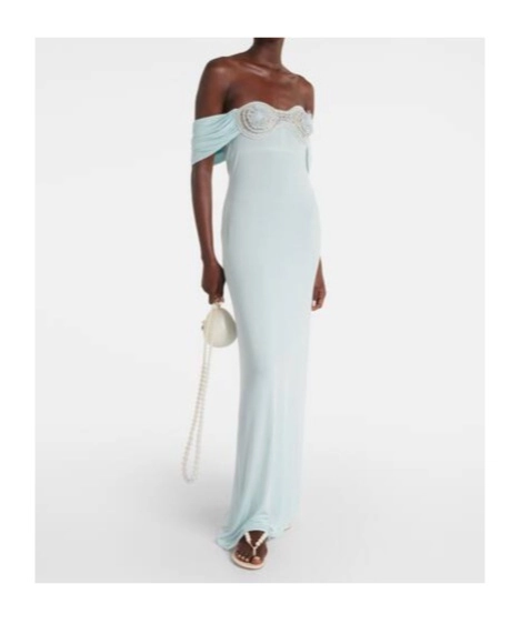 Magda Butrym Crochet-trimmed Off-shoulder Maxi Dress
