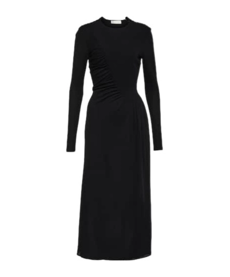 Tory Burch Ruched Midi Dress - Black