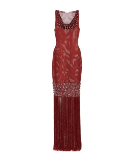 Rabanne Embellished Crochet Midi Dress - Red