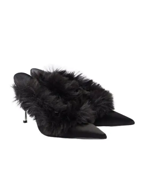 Magda Butrym Faux Shearling Leather Mules