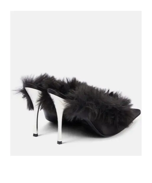 Magda Butrym Faux Shearling Leather Mules