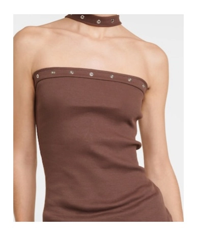 Attico Ribbed-knit Halterneck Jersey Top