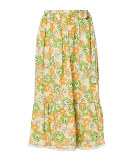 Marni Floral Linen Midi Skirt