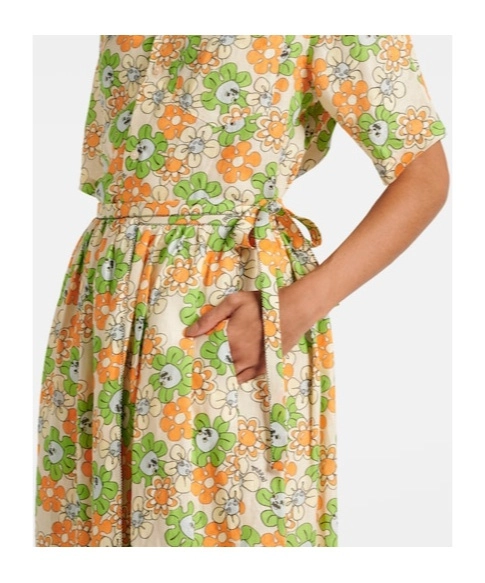 Marni Floral Linen Midi Skirt
