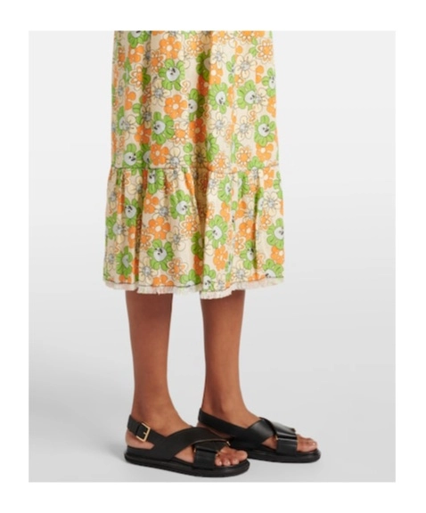 Marni Floral Linen Midi Skirt