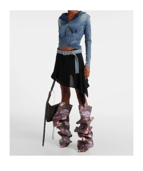 Y/project Floral Leather Knee-high Boots With Snap Detailing