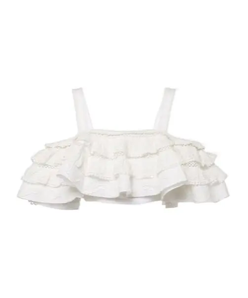 Carolina Herrera Embroidered Ruffled Cotton Crop Top - White