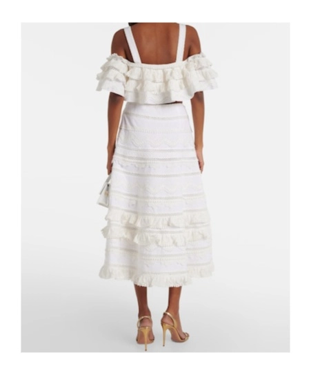 Carolina Herrera Embroidered Ruffled Cotton Crop Top