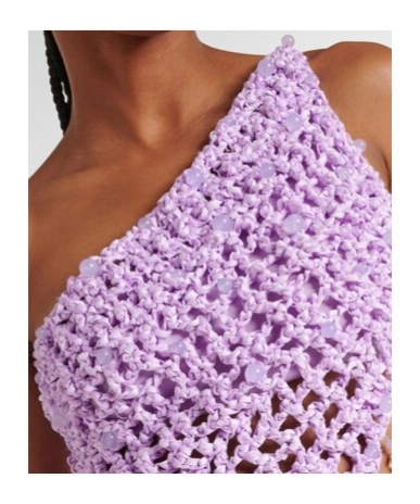 SUSAN FANG Beaded Crochet Asymmetrical Top