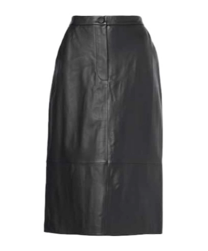 YVES SALOMON Leather Midi Skirt - Black