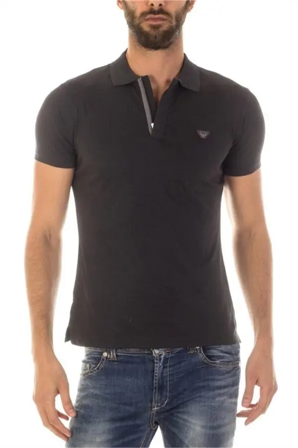 Emporio Armani Logo Slim Polo Shirt - Black
