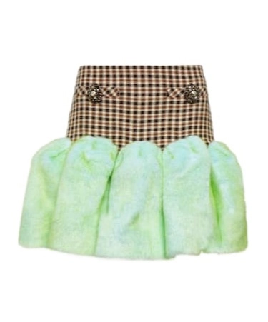 AREA Faux Fur-trimmed Miniskirt - Green