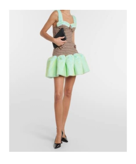 AREA Faux Fur-trimmed Miniskirt