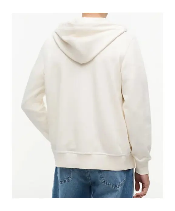 Tommy Hilfiger French Terry Zip-through Hoody With Flag Embroidery - Ivory Petals