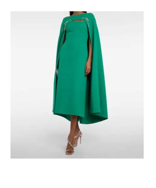 SAFIYAA LONDON Rowan Manorel Embellished Caped Midi Dress