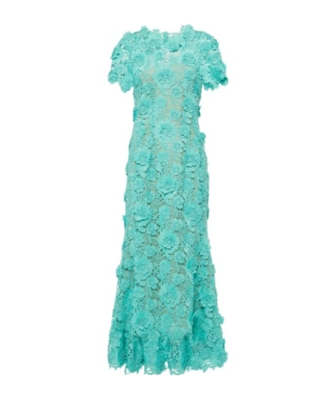Oscar De La Renta Floral Guipure Lace Midi Dress - Green