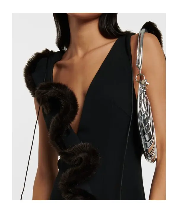 Coperni Knitted Mini Dress With Faux Fur Trim
