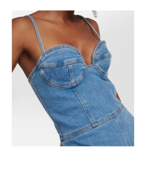 Magda Butrym Strapless Denim Bustier Jumpsuit