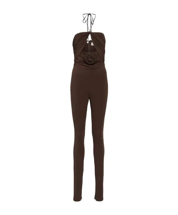 Magda Butrym Floral-appliqué Cutout Jersey Jumpsuit - Black