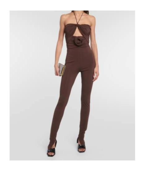 Magda Butrym Floral-appliqué Cutout Jersey Jumpsuit