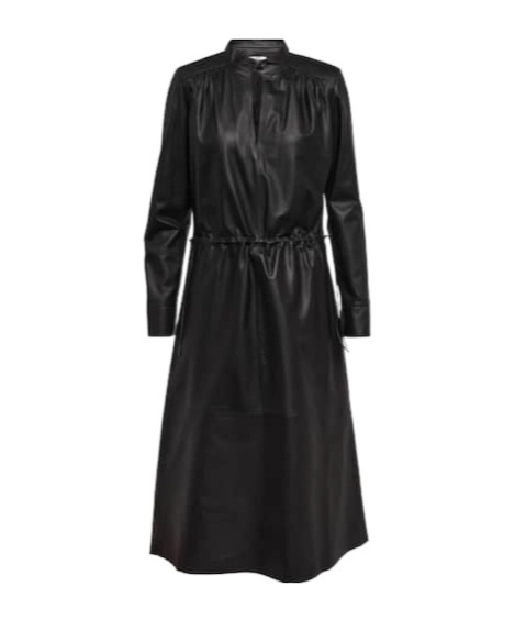 YVES SALOMON Leather Midi Dress - Black